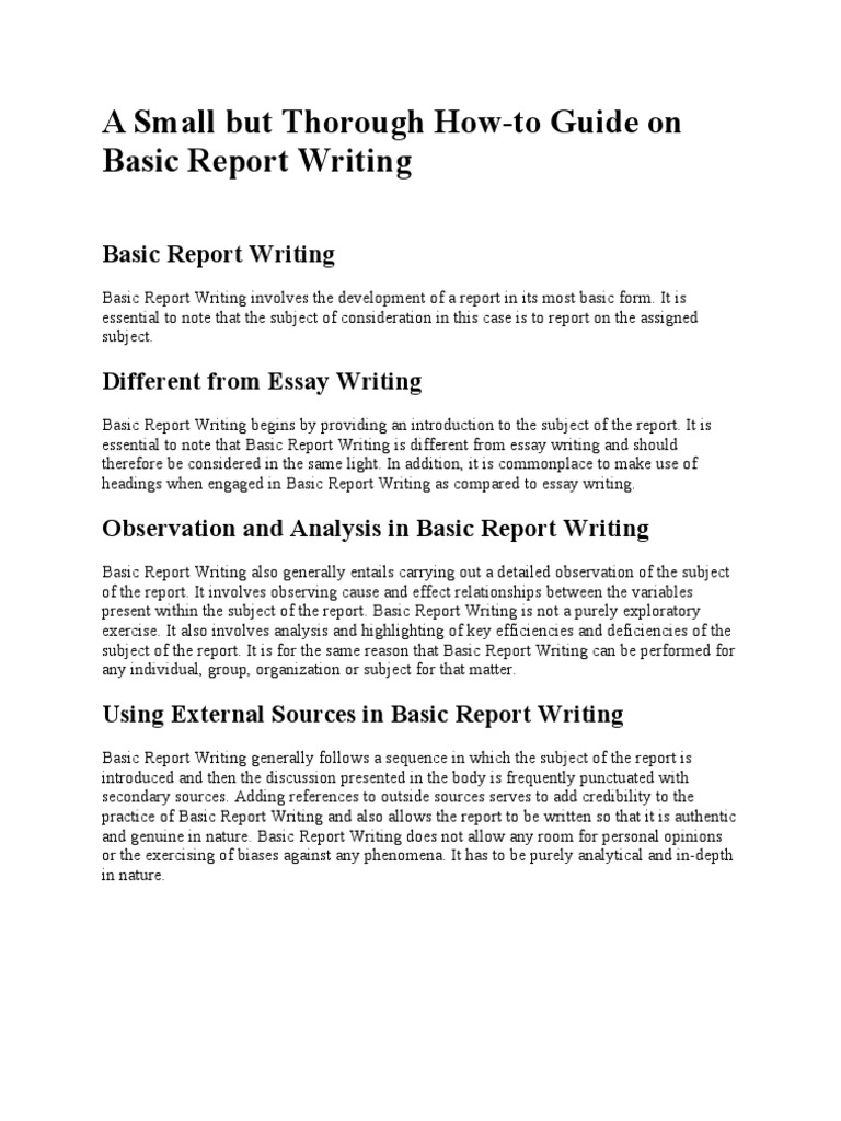 A Small But Thorough How-To Guide On Basic Report Writing | PDF ...
