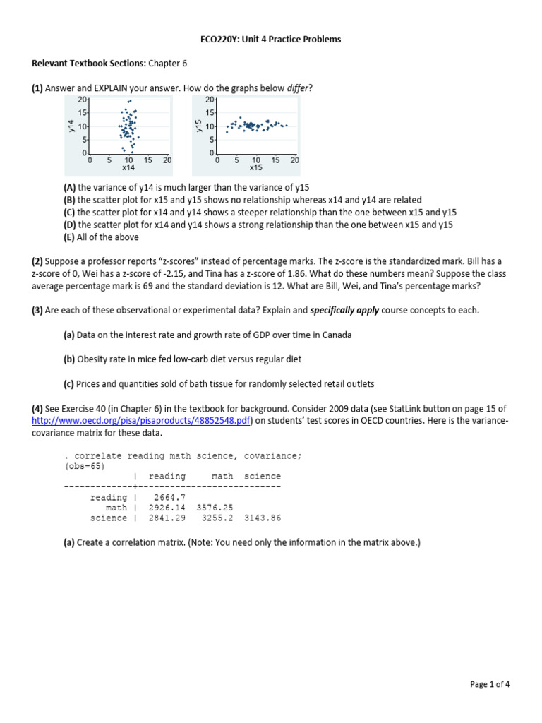 220_Practice_Unit4 | PDF | Standard Score | Covariance