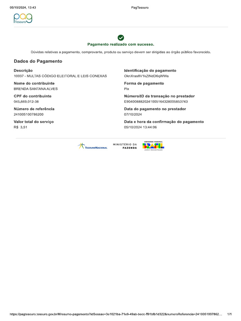 COMPROVANTE DO TRE | PDF