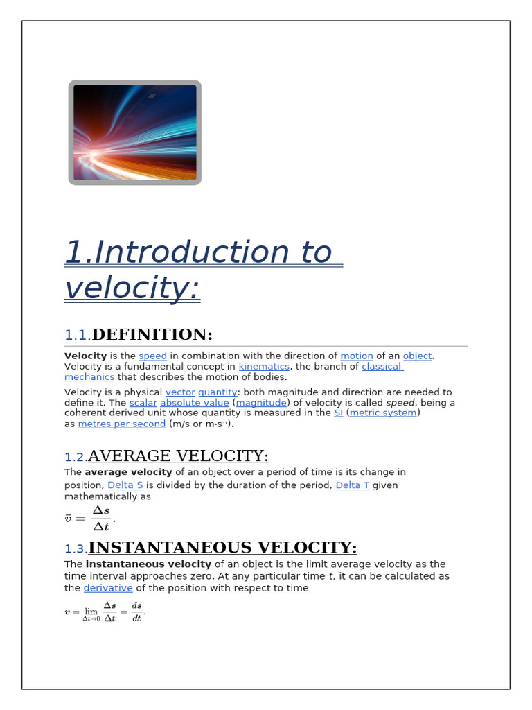 Introduction to Velocity | PDF | Velocity | Waves