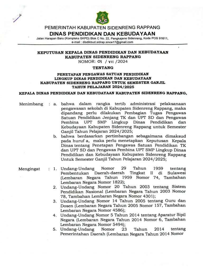 SK Pengawas 2024 | PDF