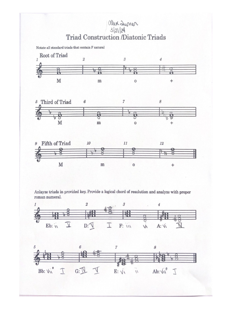 Triad Construction Diatonic Triads | PDF