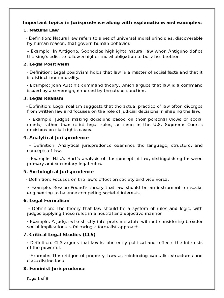 Important Topics in Jurisprudence | PDF | Jurisprudence | Crimes