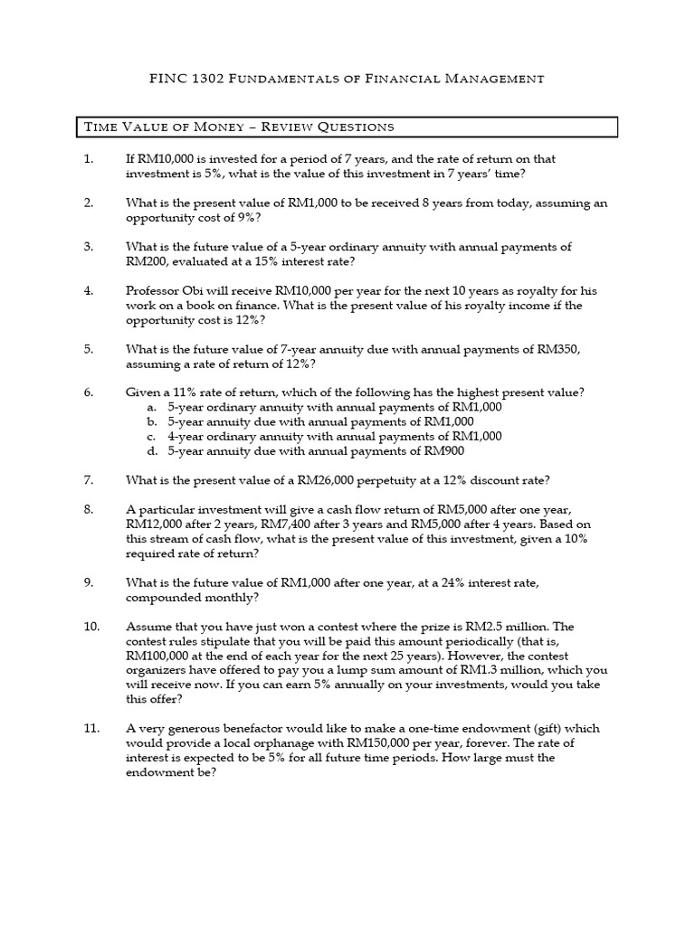 TVM Review Questions 1 | PDF | Present Value | Interest