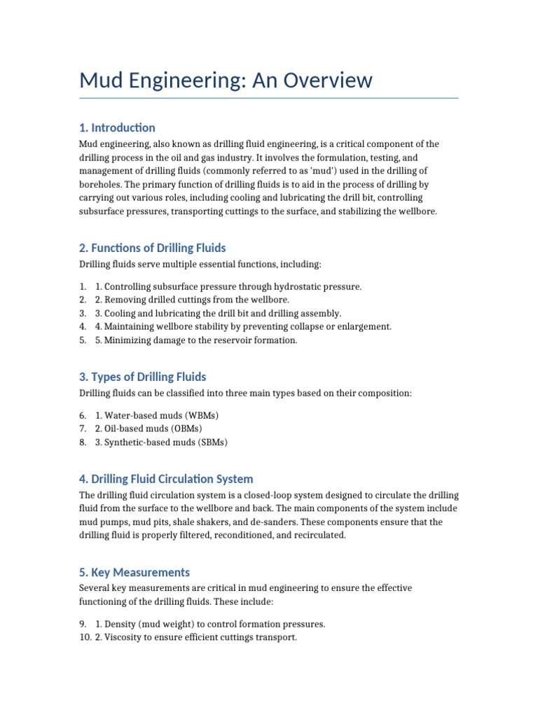 Mud Engineering Overview | PDF | Oil Well | Chemical Engineering