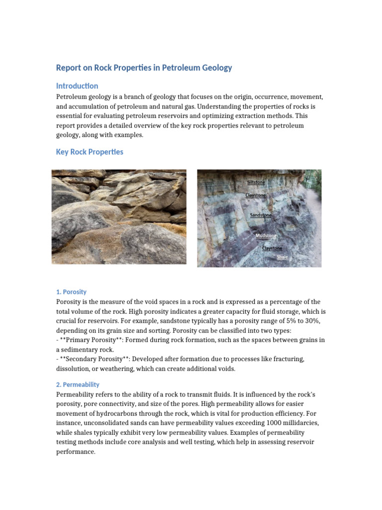 Key Rock Properties in Petroleum Geology | PDF | Porosity | Petroleum ...