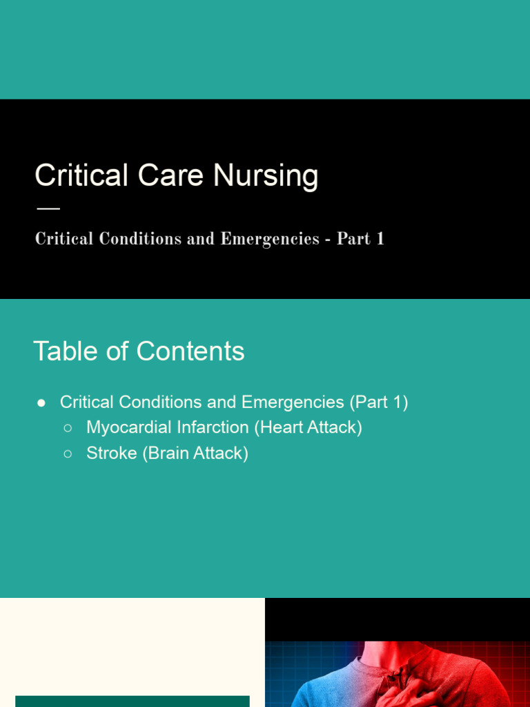 Critical Conditions and Emergencies Part 1 | PDF | Myocardial ...