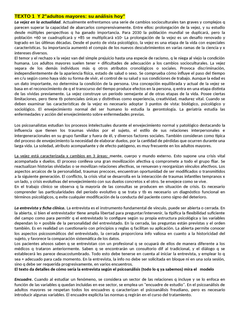 Resumen Textos Unidad 4 | PDF | Vejez | Ageism