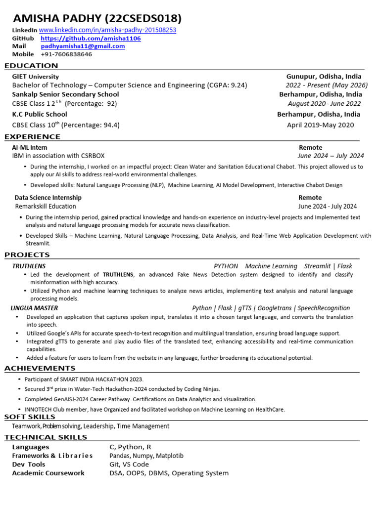 Updated Resume Compressed | PDF | Machine Learning | Artificial Intelligence