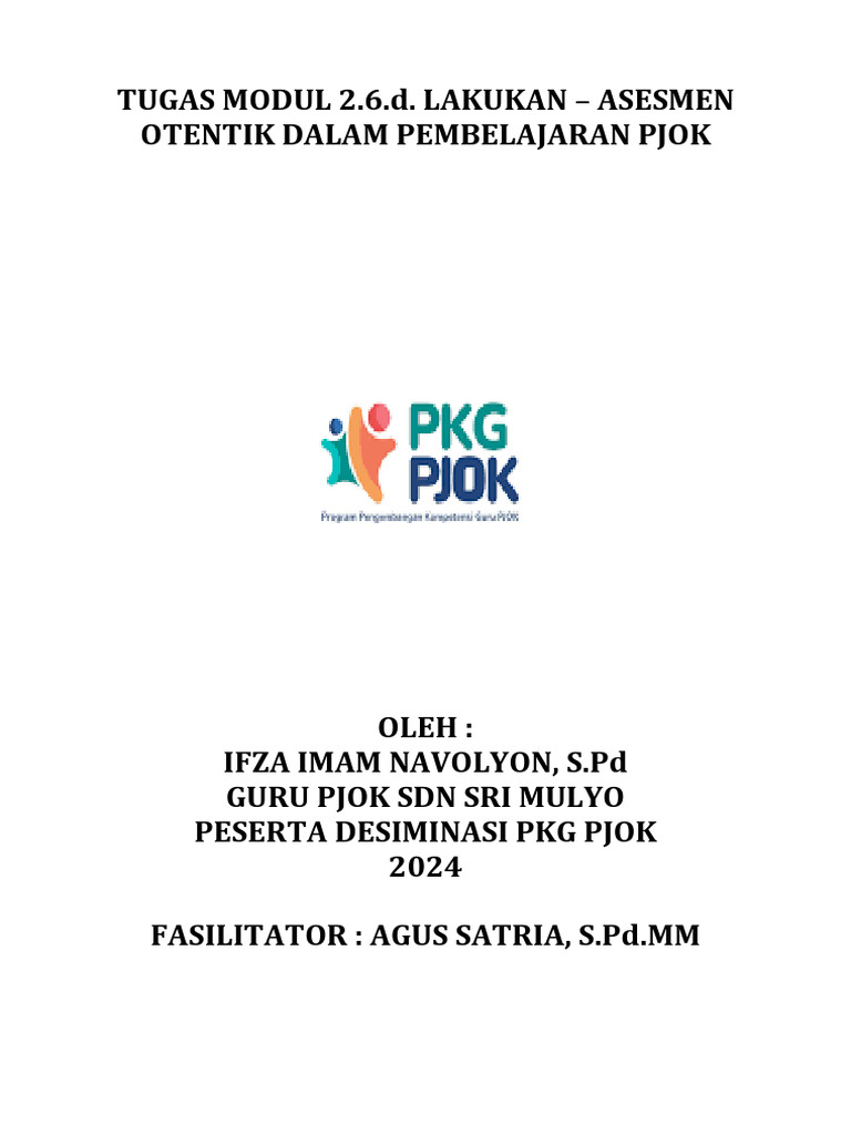 TUGAS MODUL 2.6.d - PKG PJOK. IFZA | PDF