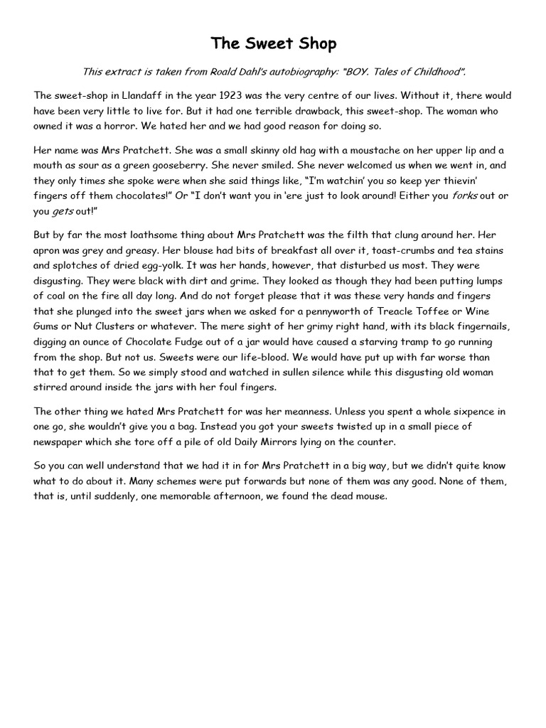 The Sweet Shop Reading Comprehension.200667507 | PDF