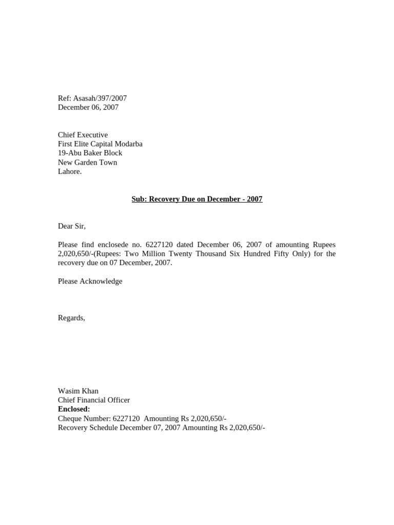 Recovery Letter | PDF | Business