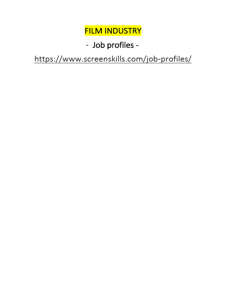 Job Film Industry | PDF