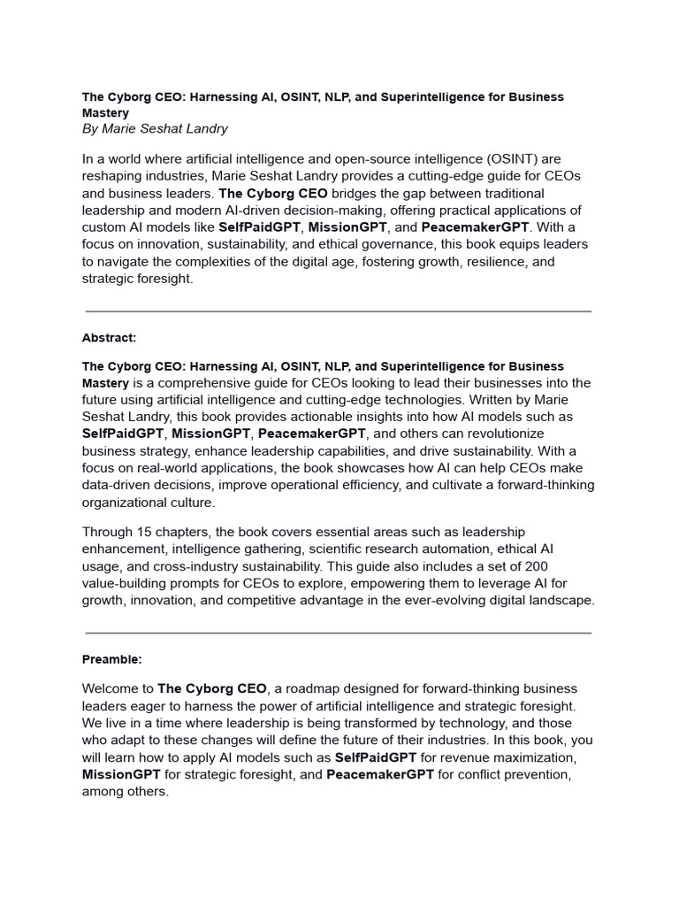 The Cyborg CEO - Harnessing AI, OSINT, NLP, and Superintelligence For ...