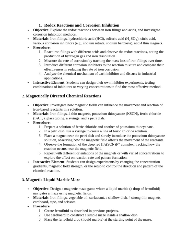 Redox Reactions & Magnetic Experiments | PDF | Chemical Reactions | Iron