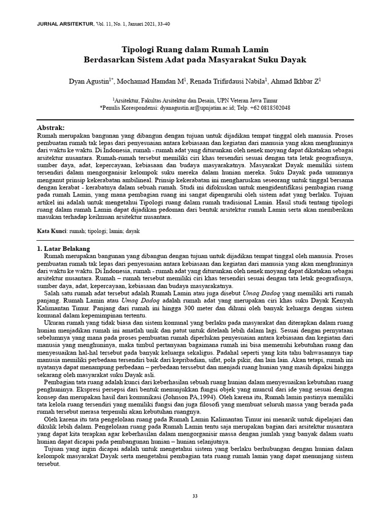 Tipologi Ruang Dalam Rumah Lamin Berdasa E24f0f50 | PDF