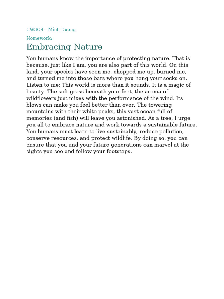 Embracing Nature for a Sustainable Future | PDF