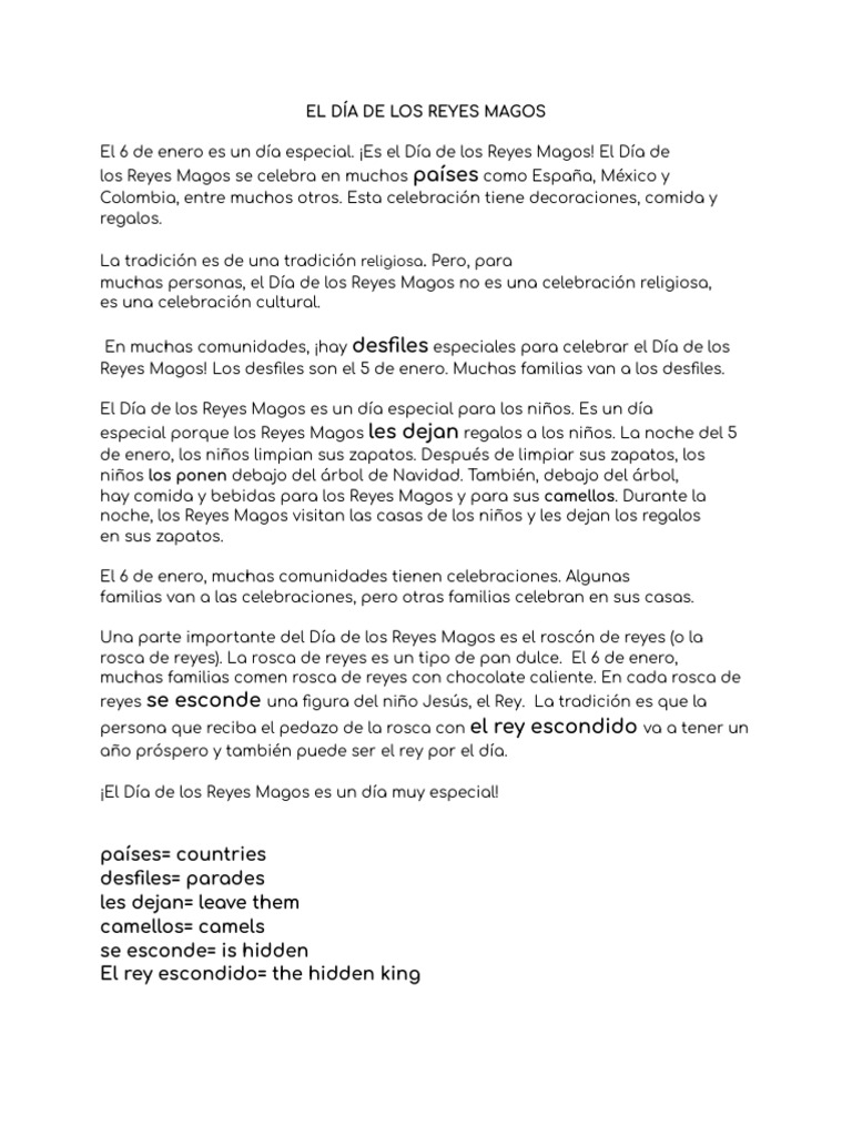 Reyes Magos Spanish 1 Reading | PDF | Reyes Magos | Observancias de ...