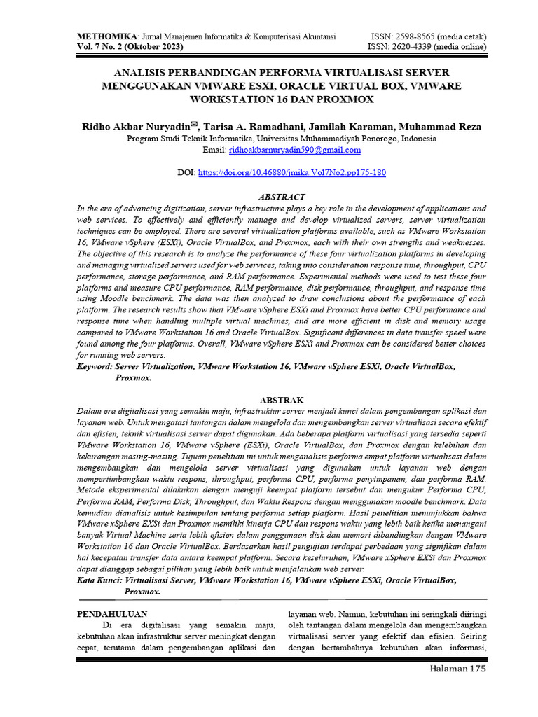 Perbandingan Performa Virtualisasi Server | PDF
