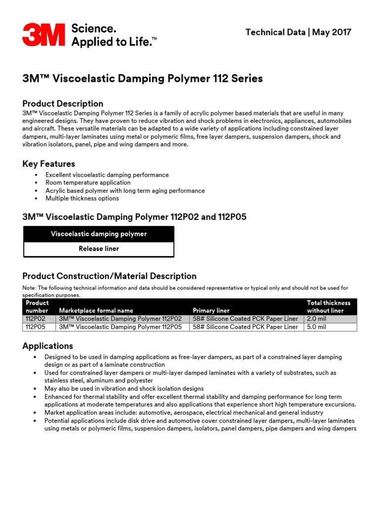Viscoelastic Damping Polymers 112 130 | PDF | Viscoelasticity | Polymers