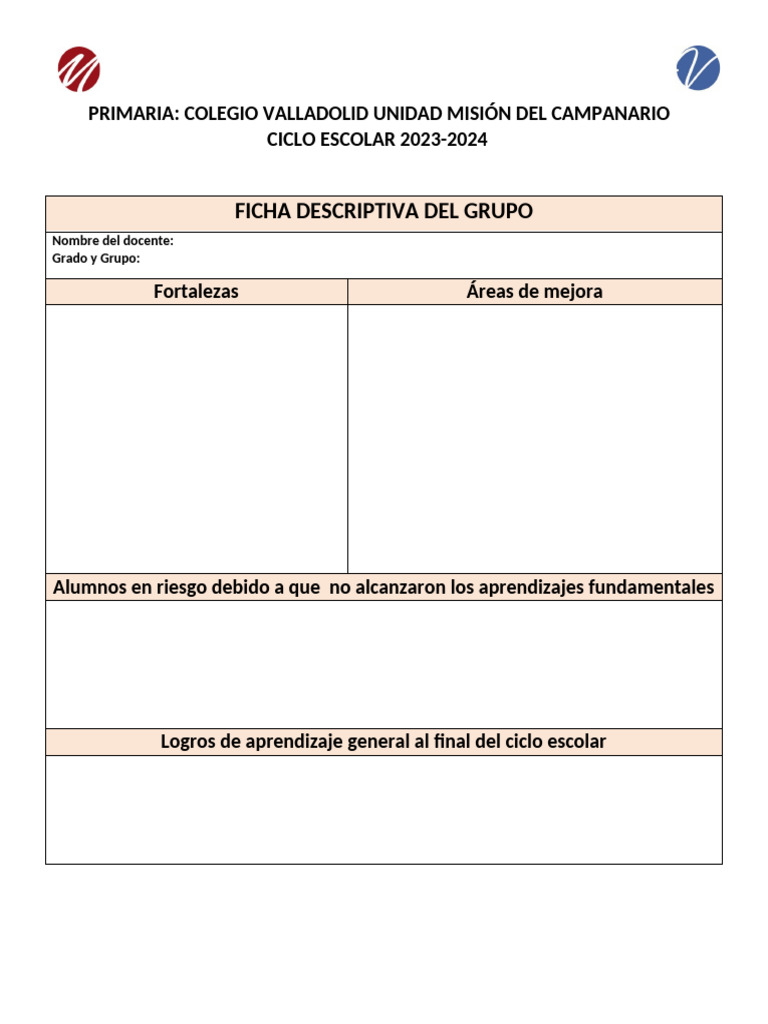 Formato Ficha Descriptiva Grupal | PDF