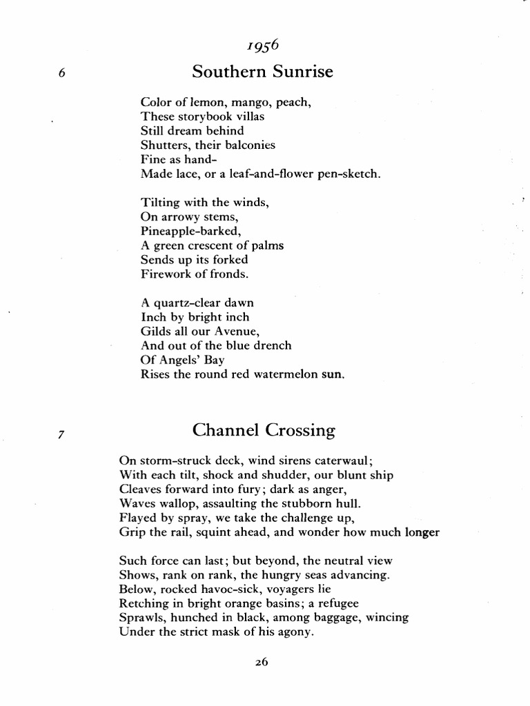 Sylvia Plath - Southern Sunrise, Channel Crossing | PDF | Poetry