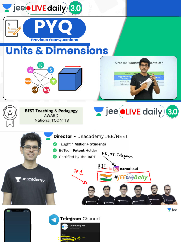 (PYQs) - (JEE 3.0) - Units & Dimensions - 16th April. | PDF | Force | Pendulum