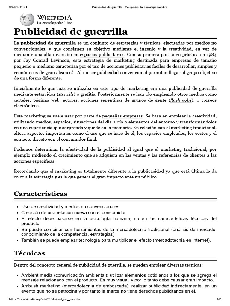 Publicidad de Guerrilla - Wikipedia, La Enciclopedia Libre | PDF ...