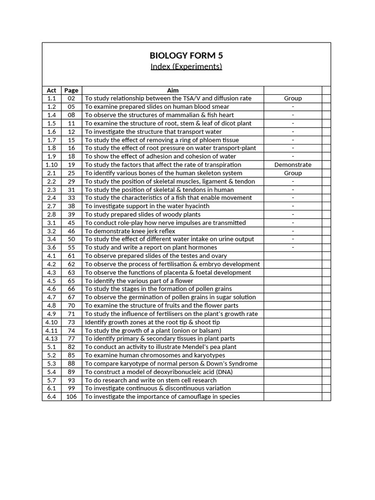 Index Biology F5-Experiments | PDF | Plant Stem | Plants