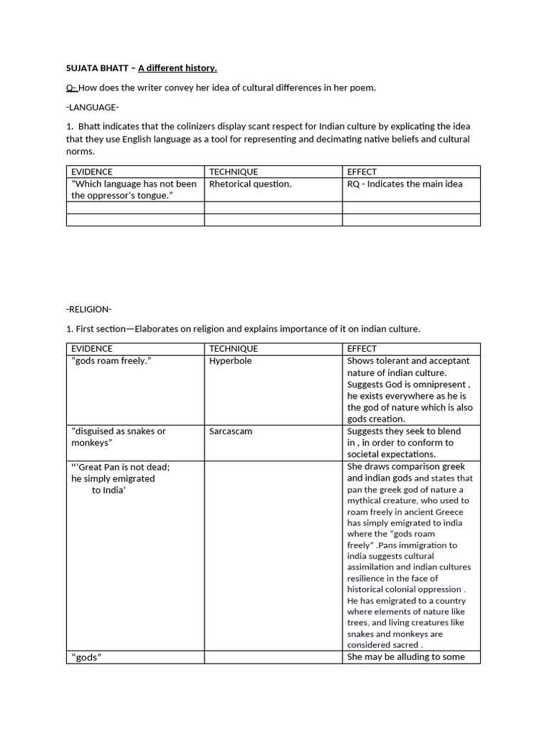 SUJATA BHATT - A Different History | PDF | Cultural Anthropology ...