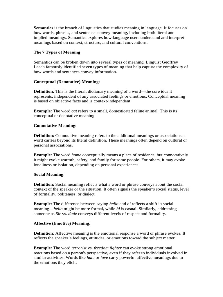 Semantics | PDF | Semantics | Word