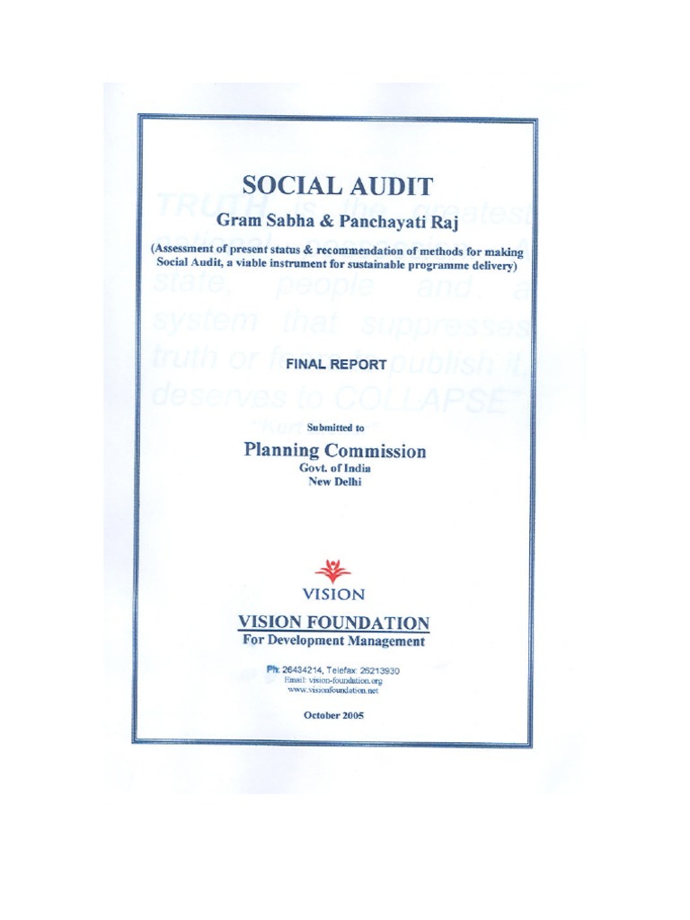 Social Audit Pdf Finance Money Management