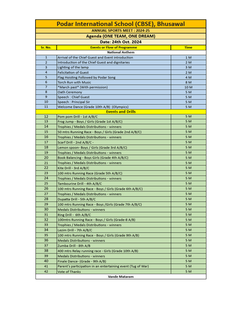 Agenda-2024 Final 3.xlsx - Google Sheets | PDF | Sports Festivals | Olympic Games