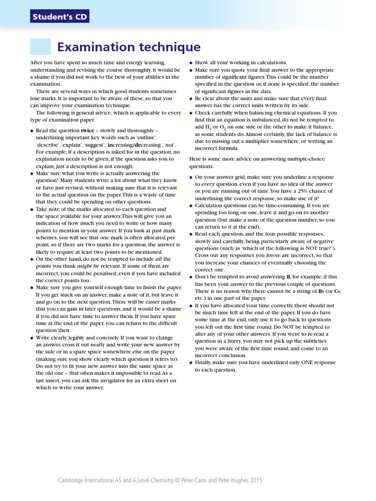 Examination technique | PDF | Multiple Choice | Cognition