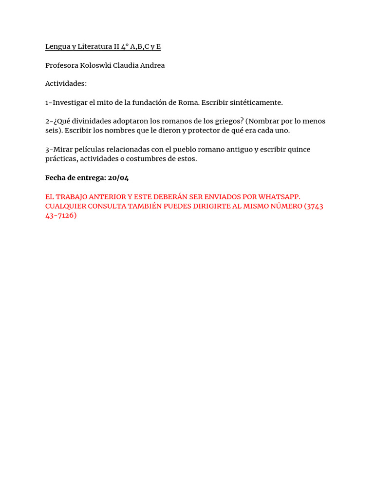 Lengua y Literatura II 4° A, B, C y E | PDF