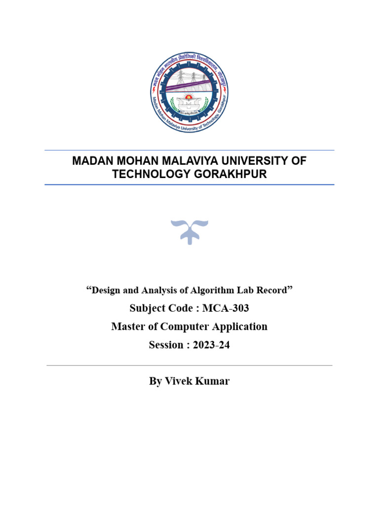 Design and Analysis of Algorithms Lab Manual | PDF | Computer ...