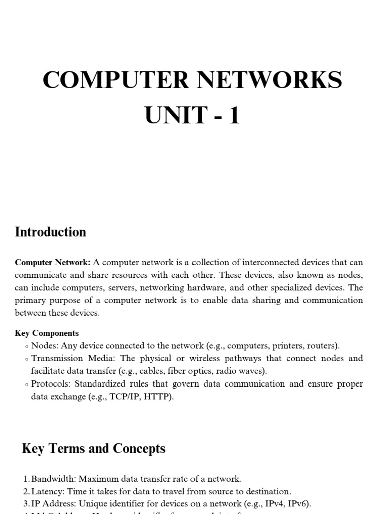 CN Unit 1 | PDF | Computer Network | Internet Protocols