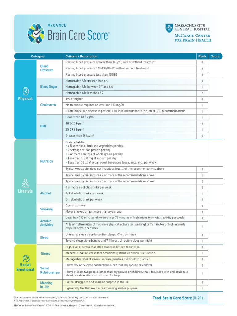 brain-care-score | PDF | Alcoholism | Drink