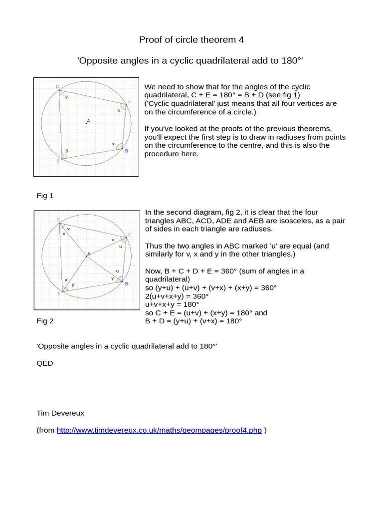 Cyclic Quadrilateral Angle Proof | PDF