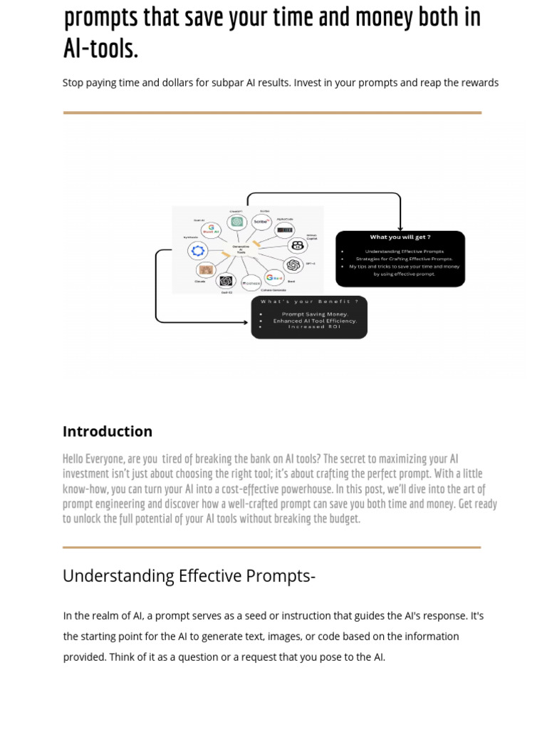 Prompts That Save Your Time and Money Both in AI-tools. | PDF ...