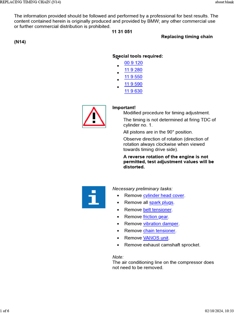 Replacing Timing Chain for N14 Engine | PDF | Engines | Mechanical ...