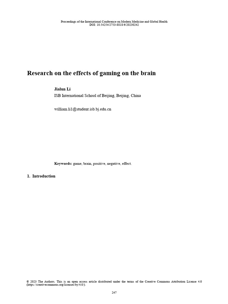 Effects of Gaming on Brain Function | PDF | Schizophrenia | Brain