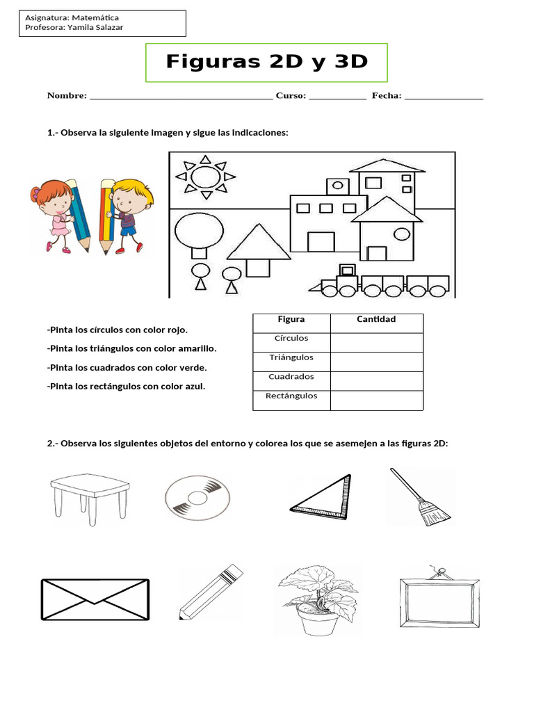 Guia Figuras 2D y 3D 2° Basico | PDF