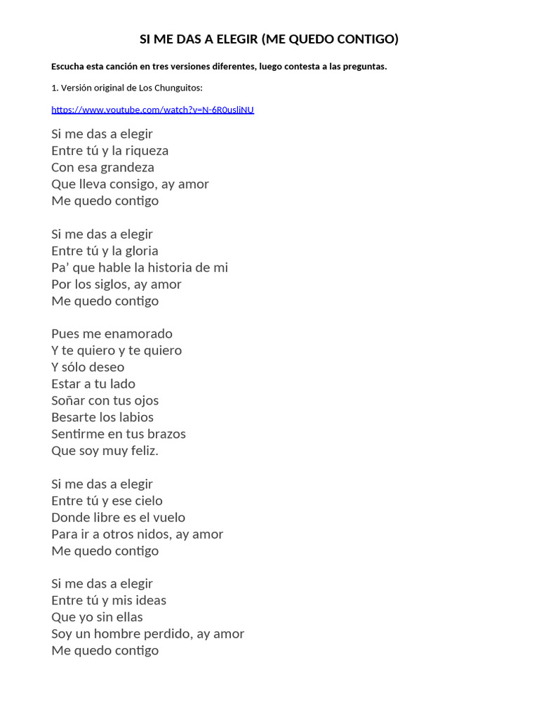 Me Quedo Contigo Canciones | PDF