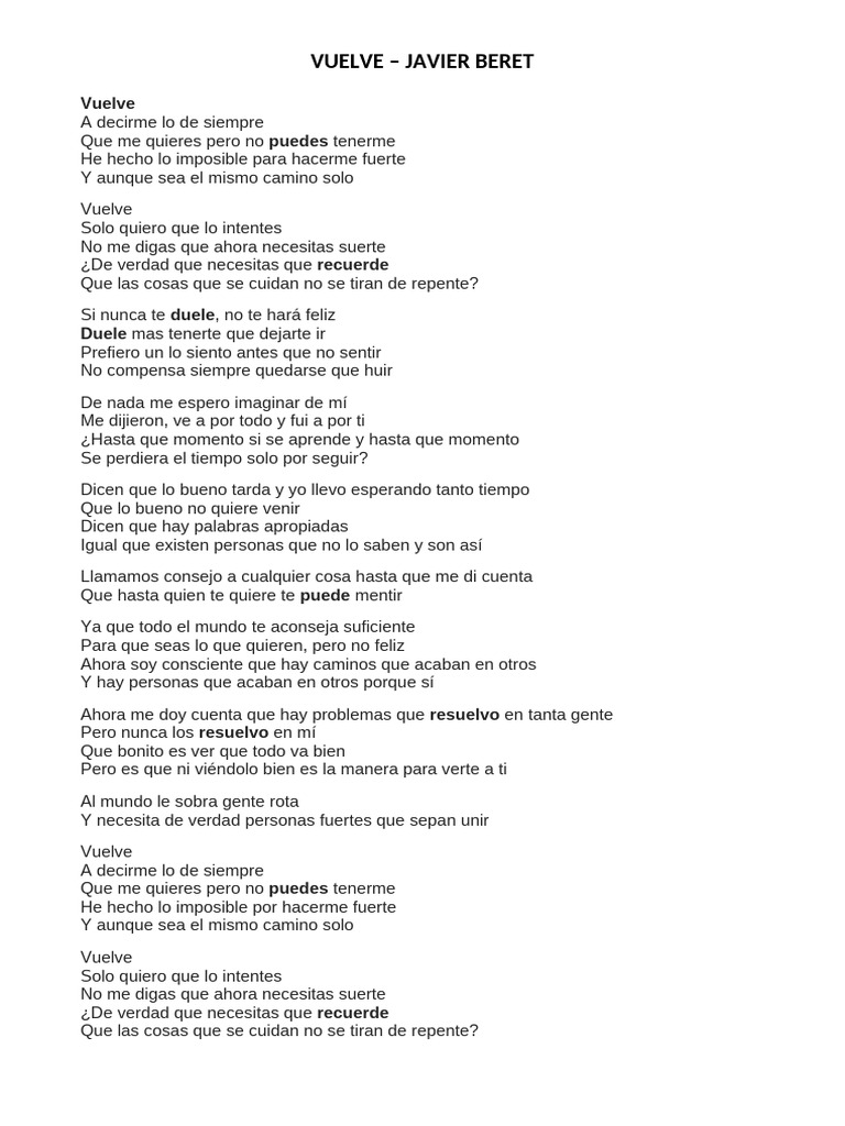 Vuelve Letras | PDF