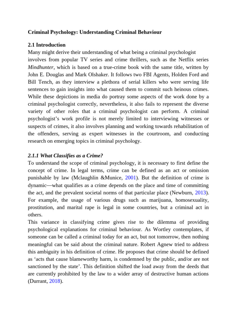 Criminal Psychology Notes | PDF | Psychology | Crimes