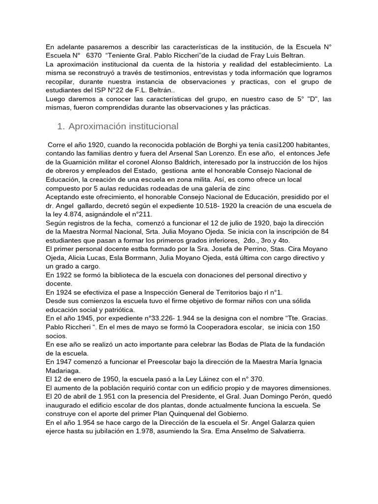 Escuela #Escuela # 6370 "Teniente Gral | PDF | Argentina