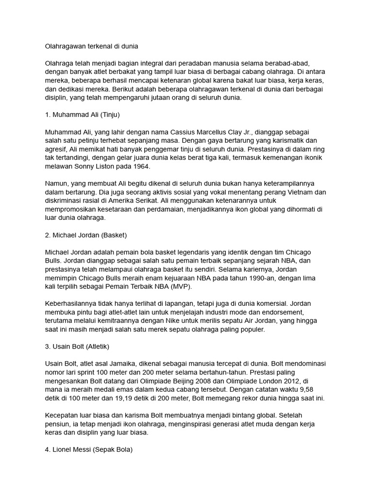 Olahragawan Terkenal Di Dunia | PDF