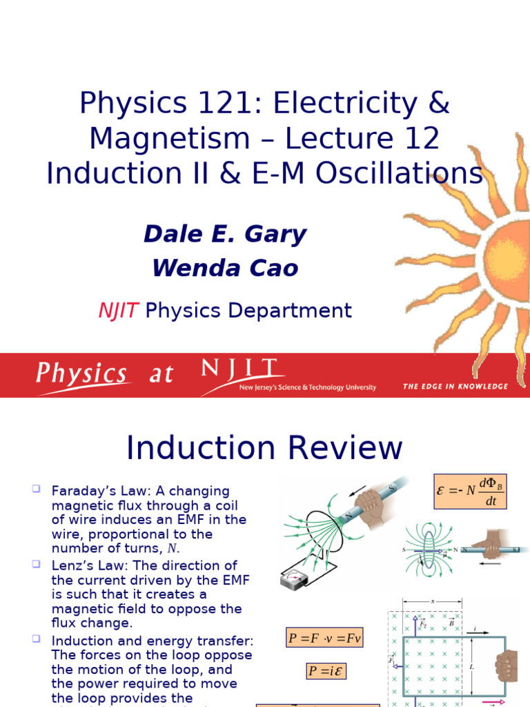 physics121_lecture12 | PDF | Electromagnetic Induction | Inductance