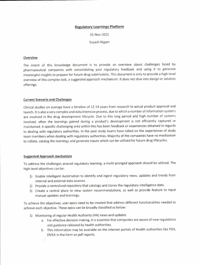 Regulatory Learnings Platform - Whitepaper | PDF | Information | Data